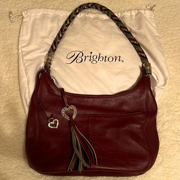 Brighton | Bags | Brighton Barbados Burgundy Leather Hobo Bag | Poshmark